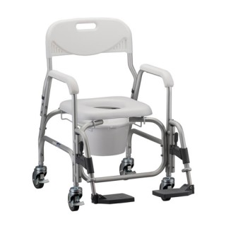 Shower Chair and Commode Combo with Padded Seat and Swing Away Foot ...
