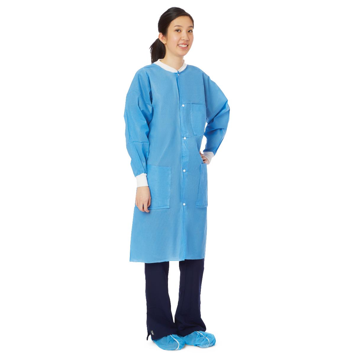 Multilayer Lab Coat with Knit Cuffs and Collar Blue 30/CS, Large | DMES