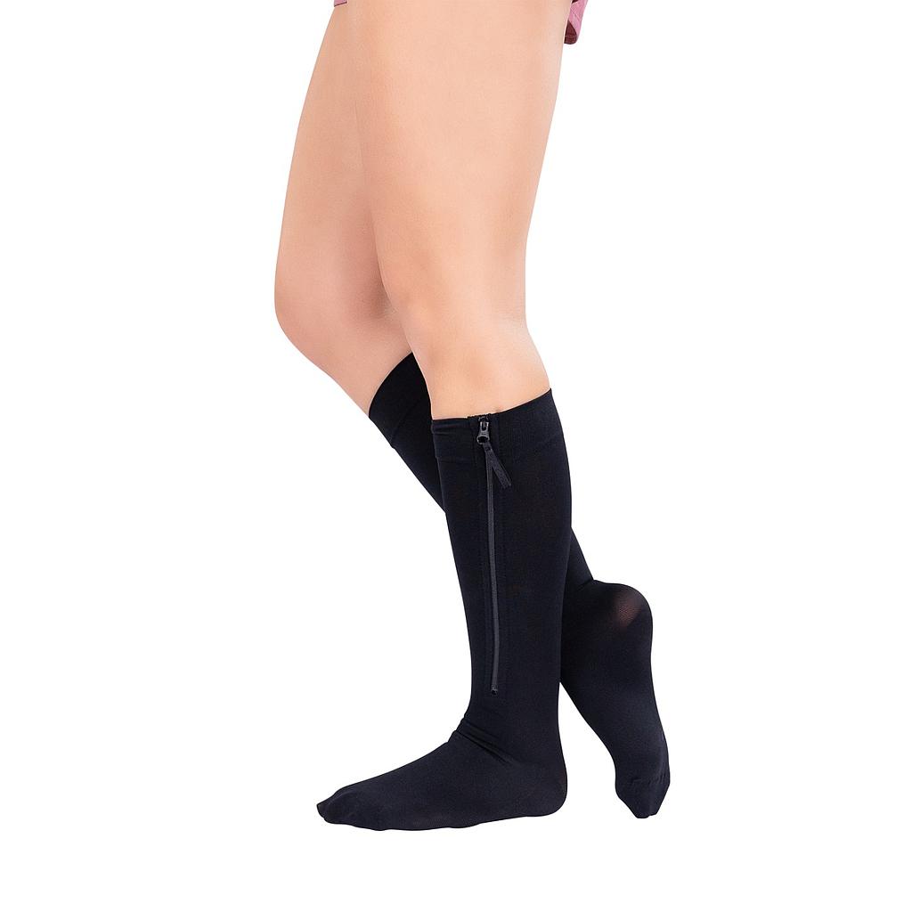 Zippered Knee High Compression Stockings 15-20mmhg beige Large | DMES